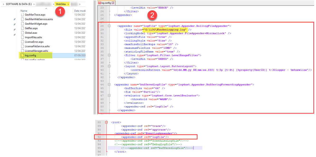 Activation of ServerLog / DebugLog – VertiGIS Support
